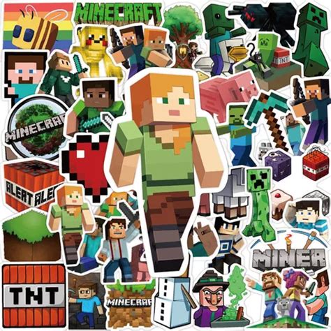 50 Pcs Pegatinas Minecraft De Pvc Contra Agua Calcomanías Mercadolibre