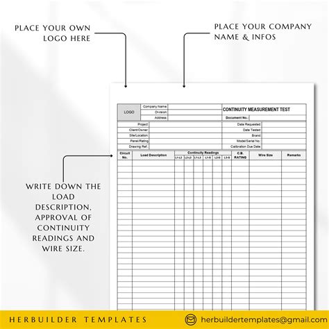 Continuity Test Form Electrical Testing Template Testing And