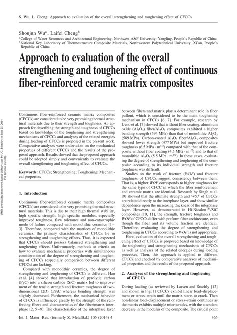 Pdf Approach To Evaluation Of The Overall Strengthening And Toughening Effect Of Continuous