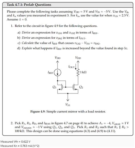 Solved Task 471 Prelab Questionsplease Complete The