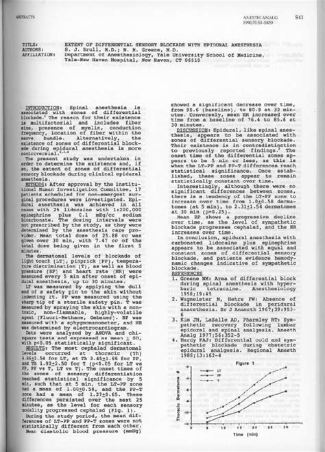 Extent Of Differential Sensory Blockade With Epidural Anesthesia