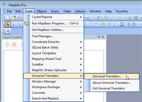 Mapinfo Professional And Using The Universal Translator To Translate