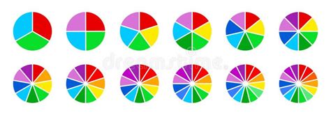 Pie Chart Collection Different Segmented Circle Icons Color Infographic Flower Round Diagrams