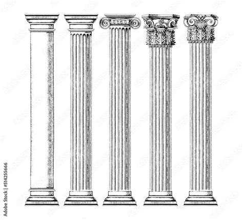 Hand Drawn Set Of The Five Classical Orders Stock Vector Adobe Stock