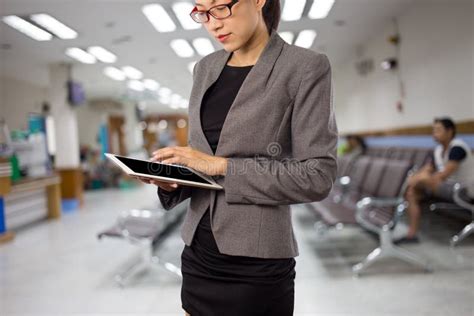 Woman In A Hospital Waiting Room Stock Image Image Of Office