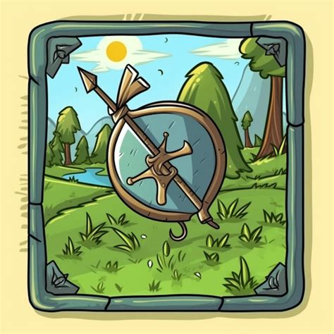 Premium Photo Cartoon Illustration Of A Shield With An Arrow In A