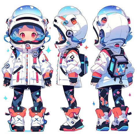 Premium Photo Colorful Female Chibi Kawaii Astronaut Space Suit