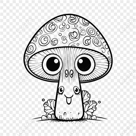 눈 색칠 페이지 개요 스케치 드로잉과 귀여운 귀여운 버섯 벡터선 그리기라인 아트 Png 일러스트 무료 다운로드 Lovepik