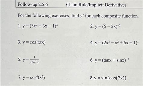 solved follow up 2 5 6chain rule implicit derivativesfor the