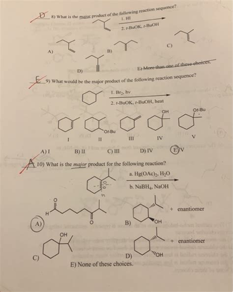 Solved 8) What is the major product of the following | Chegg.com