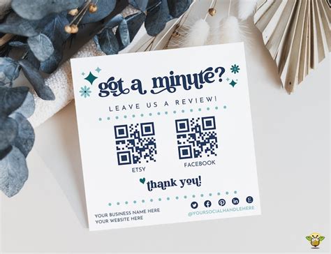 Editable Qr Code Review Card Template Canva Digital Download Etsy