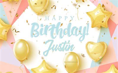 Загрузить Happy Birthday Justin 4k Birthday Background With Gold