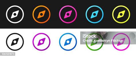 흑백 배경에 격리된 나침반 아이콘을 설정합니다 윈드로즈 네비게이션 기호입니다 바람 장미 기호 벡터 일러스트레이션 0명에 대한 스톡 벡터 아트 및 기타 이미지 Istock