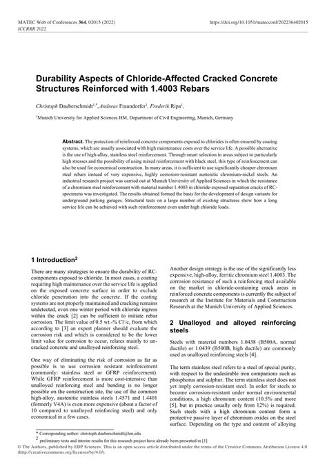 Pdf Durability Aspects Of Chloride Affected Cracked Concrete Structures Reinforced With 14003