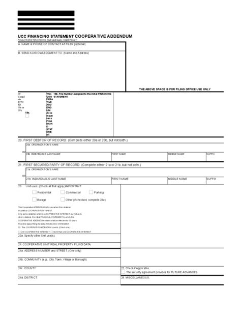 Ucc Financing Statement Cooperative Addendum Free Download