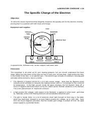 Measuring Specific Charge Of The Electron With Classic Experiment Course Hero
