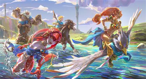 Tloz Botw 🔥 Daruk 💙 Link Mipha Urbosa ⚡ And Revali 🐦 Legend Of