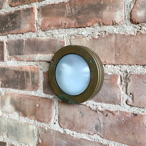 Contemporary Small Aged Brass Round Wall Light Agapanthus Interiors
