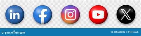 Social Media App Icon Set Linkedin Facebook Instagram Youtube And