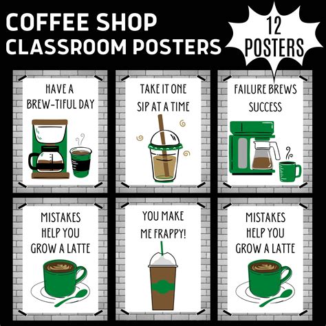 12 Coffee Shop Classroom Posters By Teach Simple