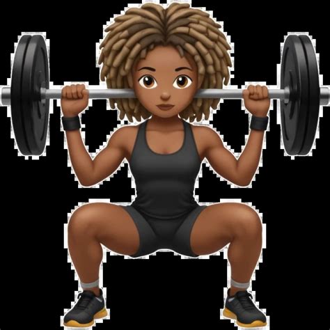 Black Girl With Locs Squatting A Barbell Emoji Ai Emoji Generator