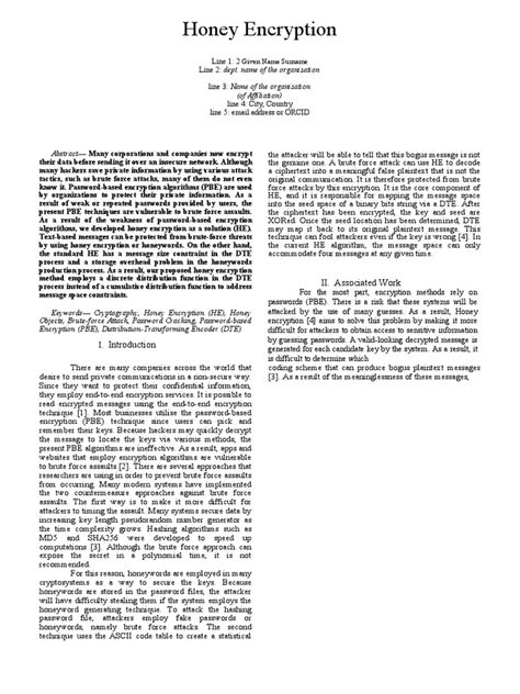 Honey Encryption New Report 1 Pdf Encryption Key Cryptography