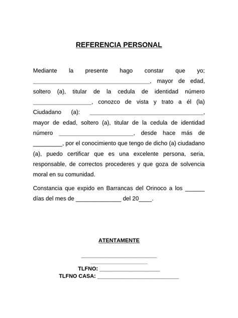 Cómo Llenar Una Referencia Personal Pdf