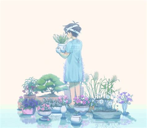 Safebooru 1boy Artist Name Bandage Over One Eye Black Hair Flower