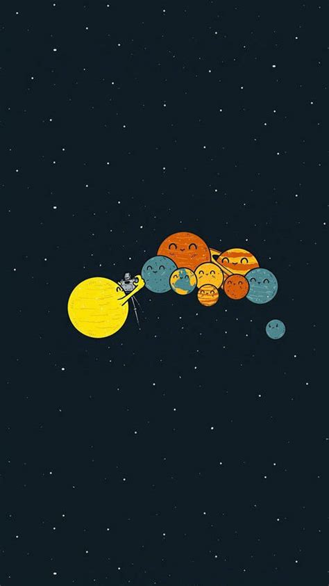 Cute Solar System Illustration Iphone Wallpaper Wallpapersok