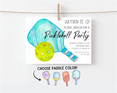 Pickleball Birthday Party Invitation Printable Template Printable