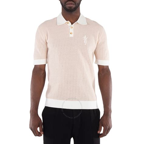 Amiri Mens Beige Waffle Stitch Polo Shirt Size Small Amknpo1009 Cork