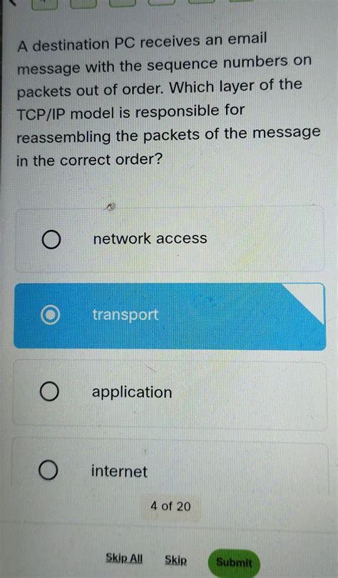 Solved A Destination Pc Receives An Email Message With The Sequence