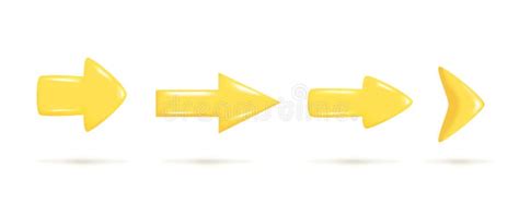 Set Of Realistic 3d Yellow Glossy Arrows Different Shape Of Pointer 3d