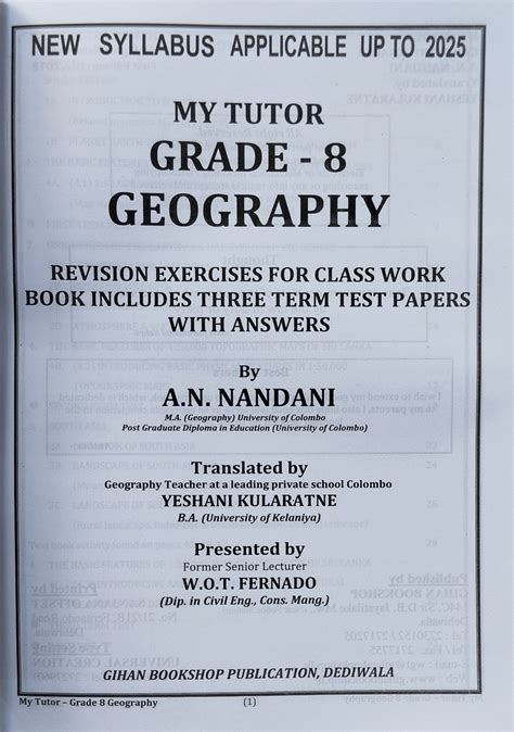Grade 08 Geography Workbook With Term Test Papers My Tutor English
