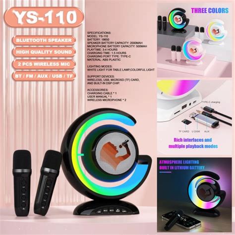 Techzone Ys 110 Wireless Light Show Speaker With 1 Uhf Microphone Led