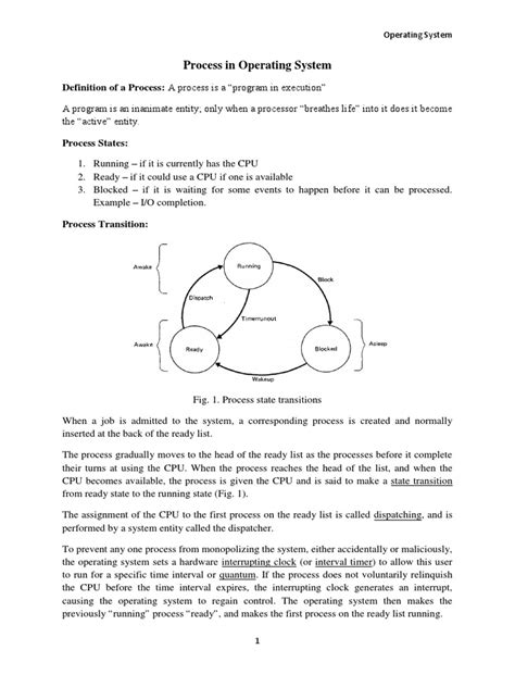 Process In Operating System Pdf Process Computing Operating System