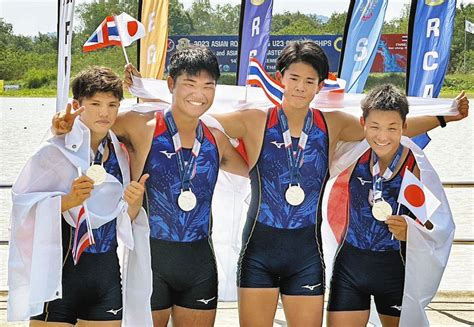 県勢クルーの日本 準優勝 U19アジアjr．ローイング・クオド 美方高男子の岡本 女子は岩本と武田：日刊県民福井web
