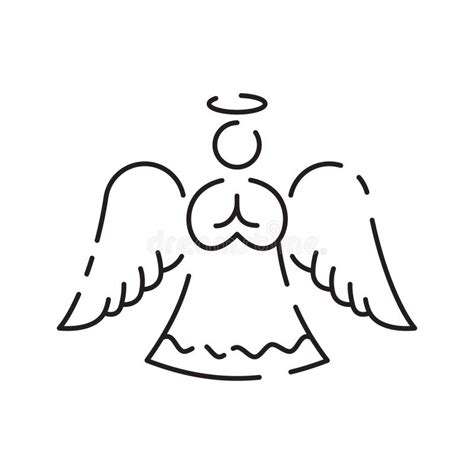 Christmas Angel Line Icon Happy New Year Angel Line Icon On White