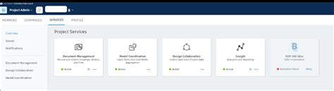 Unable To Activate Bim 360 Glue Services For Any Project On Bim 360 Account