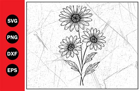 Black And White Daisy Bouquet Svg Png Graphic By Antoralamin735