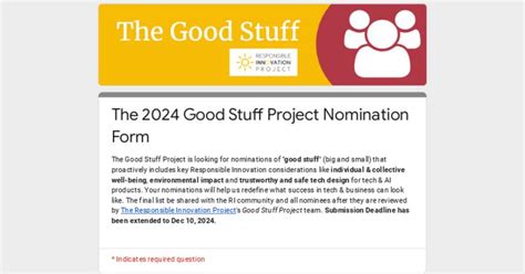 Responsible Innovation Project On Linkedin The 2024 Good Stuff Project Nomination Form