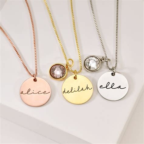 Personalized Initial Birthstone Necklace • Custom Beaded Disc Name