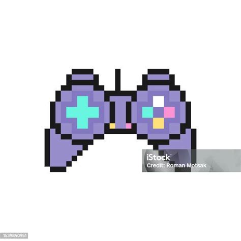 Joystick Controller Icon In Pixel Art Design Stock Illustration
