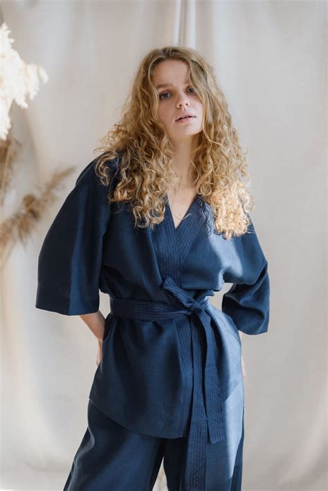 Linen Kimono Women Linen Wrap Top Linen Kimono Robe Linen