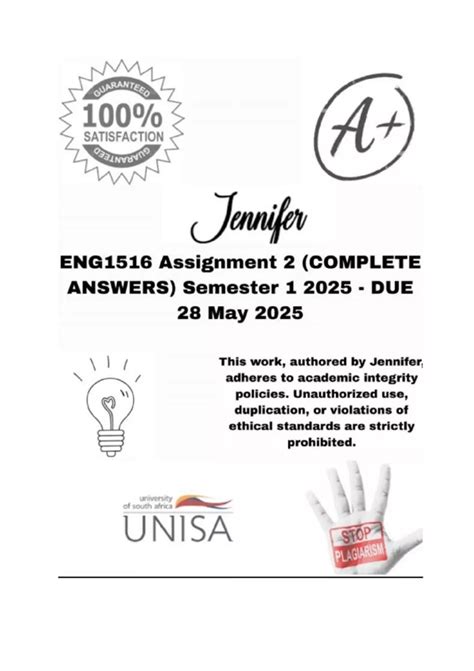Eng1516 Assignment 2 Complete Answers Semester 1 2025 Due 28 May