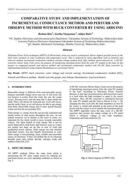 Comparative Study And Implementation Of Incremental Conductance Method