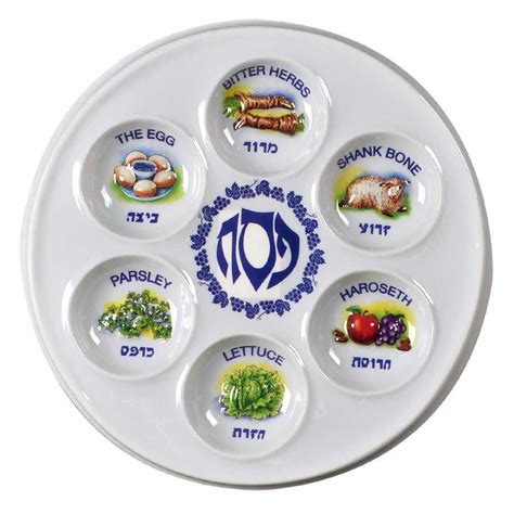 Round Seder Plate With Colorful Seder Foodspassover