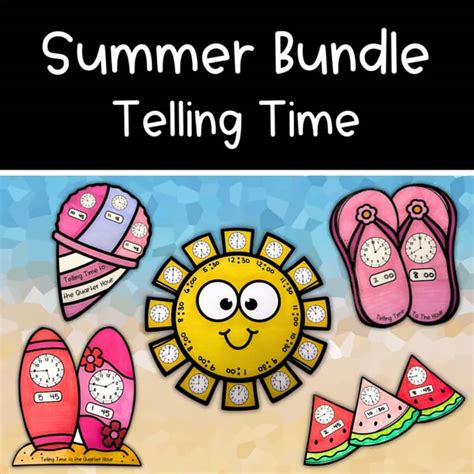 Summer Math Craft Bundle Telling Time With Analog Clocks By Typically