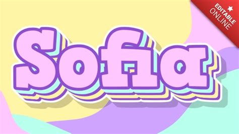 Sofia Girly Cute 3d Editable Font Style Text Effect Generator