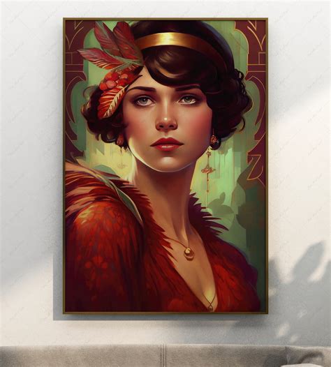 Flapper Girl Art Deco Collection Bundle Portrait Wall Art Print Great